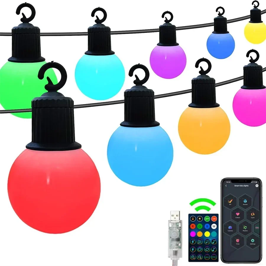 Thrisdar-31ft-20-G40-Bulbs-Smart-String-Light-Outdoor-APP-Control ...