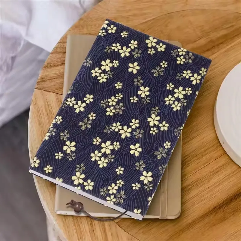 Funda de libro Floral ajustable A5, tela de lino y algodón hecha a mano ...