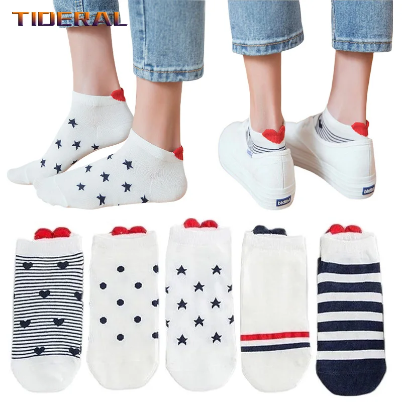 5 Pairs Women Ankle Socks Funny | Cute Ankle Socks Women | Cute Print ...