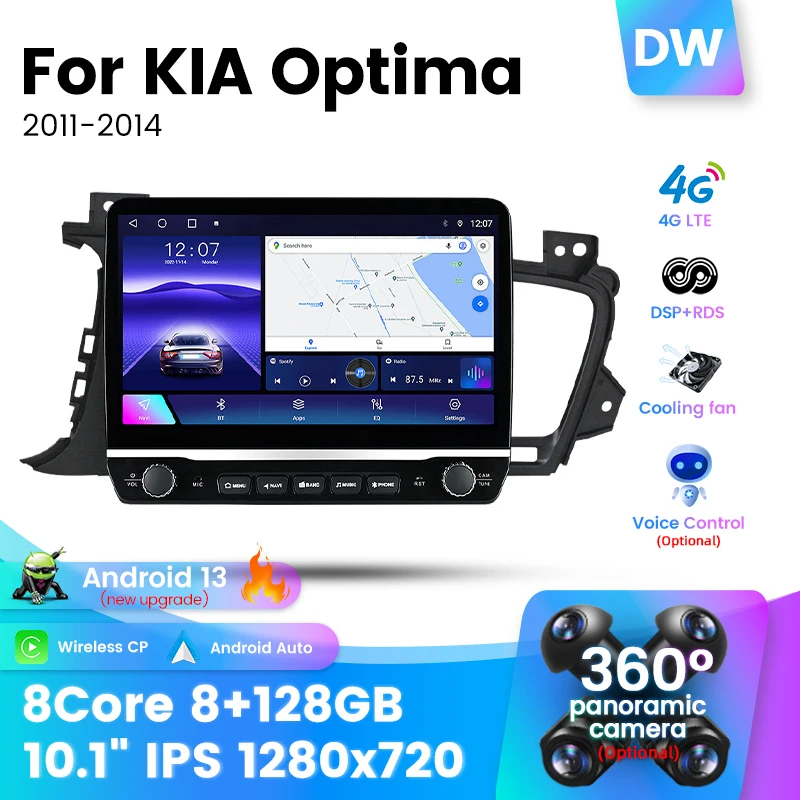 2 Din 10.1" Car Radio Stereo Android Auto Carplay For KIA Optima K5 ...