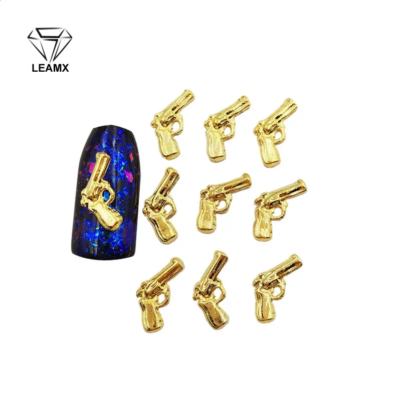 50-Pieces-Pack-of-Nail-Supplies-Luxury-Gold-and-Silver-Pistol-Shaped ...