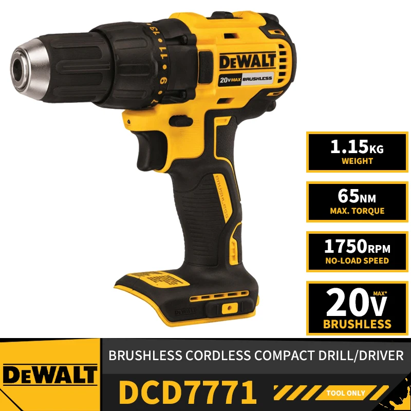 DEWALT-taladro eléctrico compacto sin escobillas DCD7771 ...