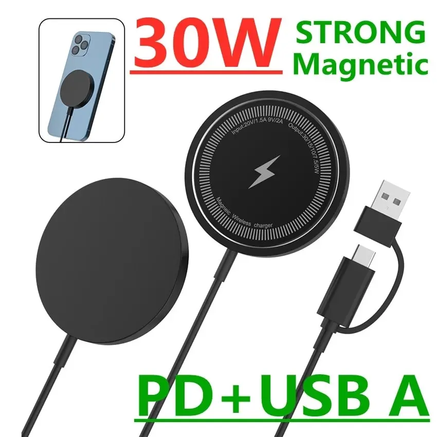 30W Magnetic Wireless Charger Fast Charging Pad Stand for iPhone 14 13 ...