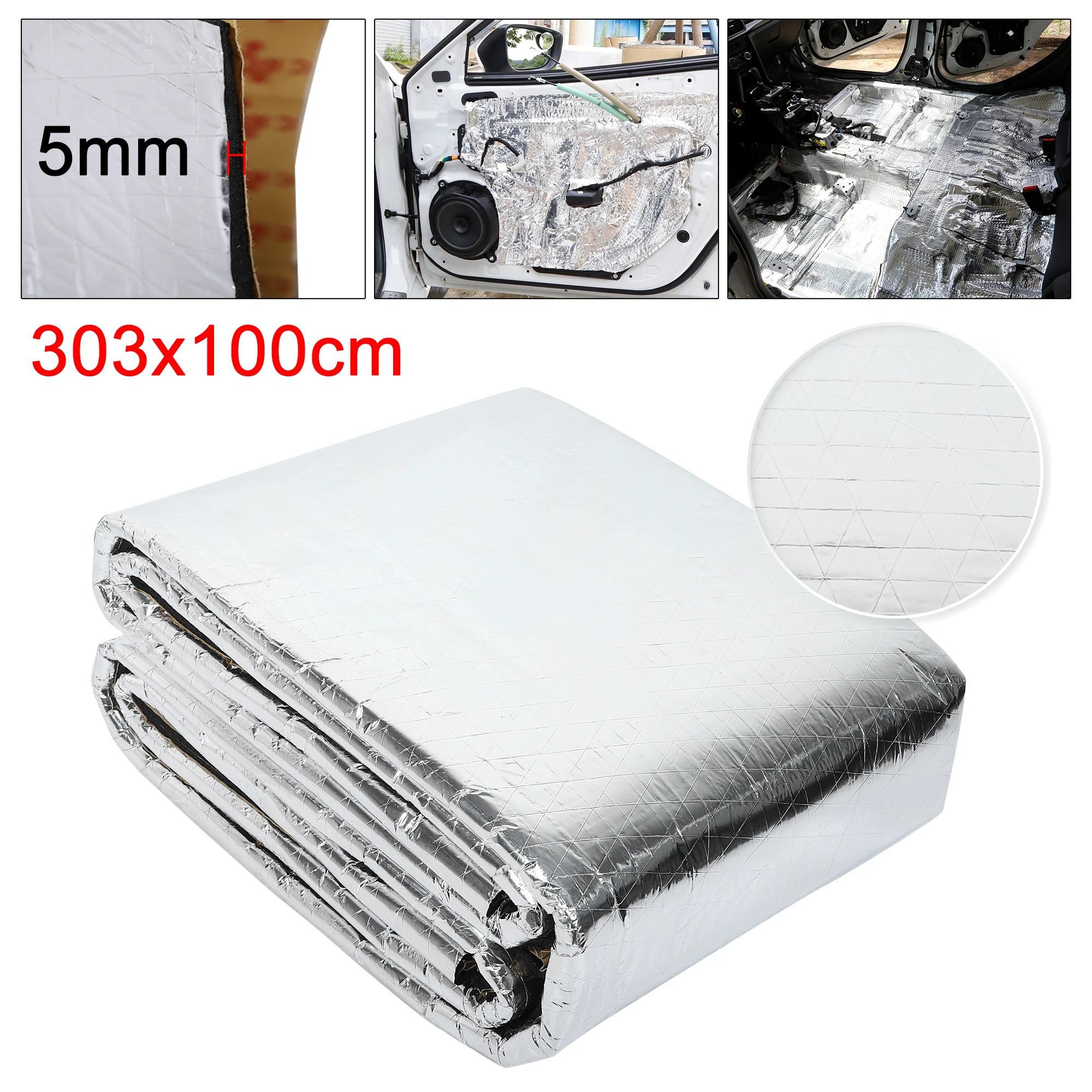 Uxcell 5mm 303x100cm Car Firewall Heat Sound Deadener Insulation Mat ...