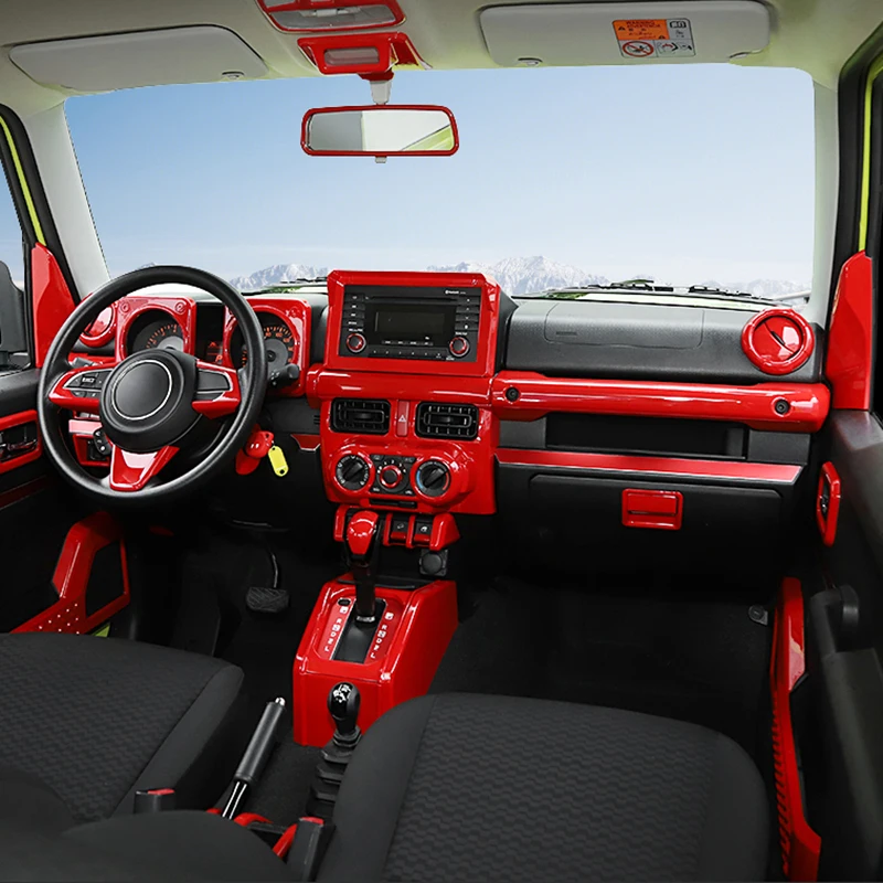 For Jimny Full Set Interior Red Car Dashboard Outlet Sticker Cover Gear ...