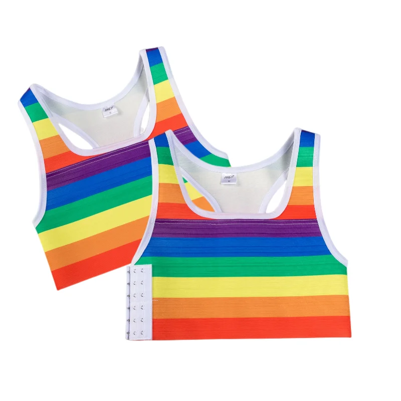 Rainbow Chest Breast Binder Elastic Bandage Wrapped Sport Vest Tomboy ...