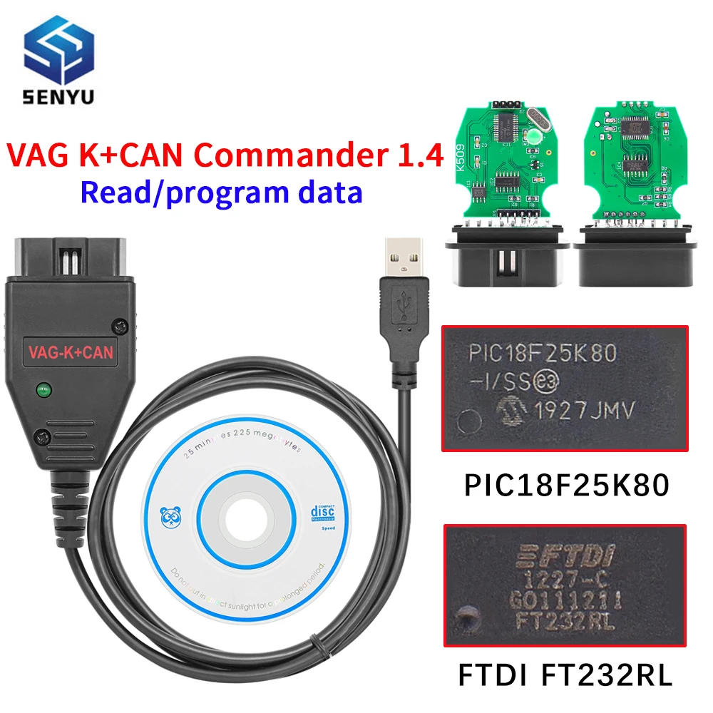 VAG K+CAN Commander 1.4 PIC18F25K80 FTDI FT232RL OBD 2 Auto Car ...