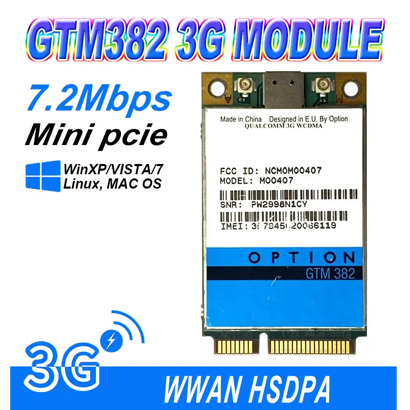 UNLOCKED Option GTM382 PCI E 7.2Mbps Modem WWAN GTM 382 GPS 3G WWAN ...