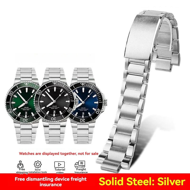 ORIS 다이빙 AQUIS 시리즈 7730 7740 특수 돌출 316L 스테인레스 스틸 스트랩 시계 스트랩 남성용 금속 시계 ...