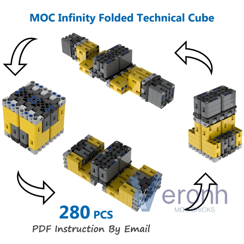 280-PCS-Infinity-Folded-Magic-Cube-MOC-Technical-Beam-Building-Blocks ...