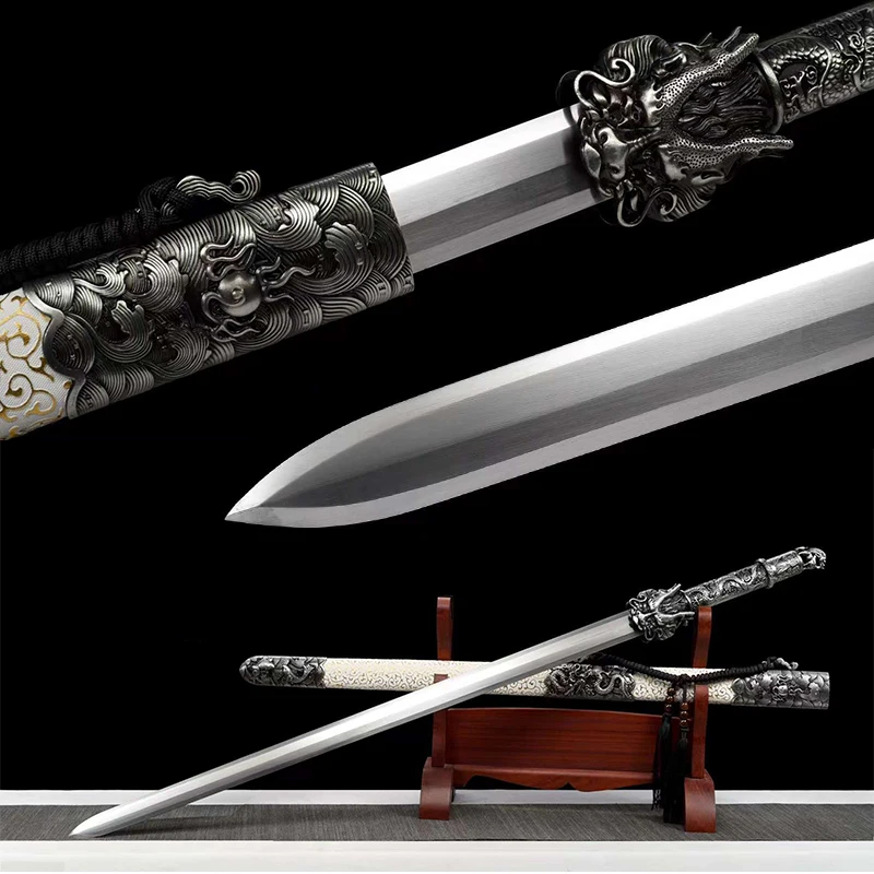 Dragon-Sword-Real-1060-High-Carbon-Steel-Blade-Wood-Scabbard-Handed ...