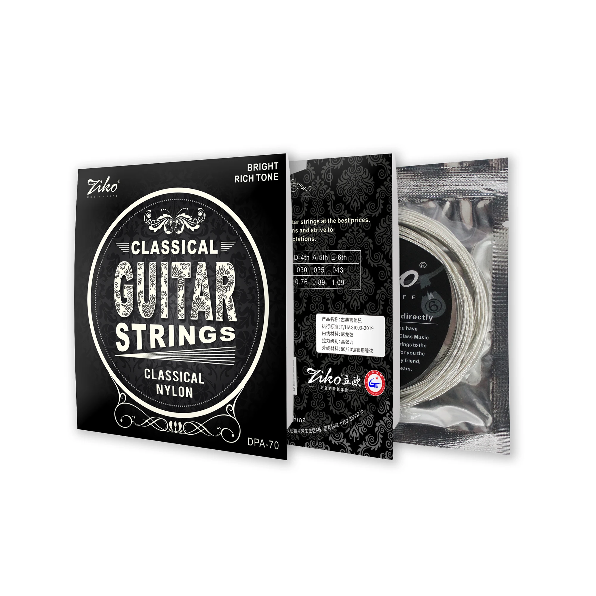 Ziko-DPA-70-028-Classical-Guitar-Strings-Transparent-Nylon-Strings-Core ...