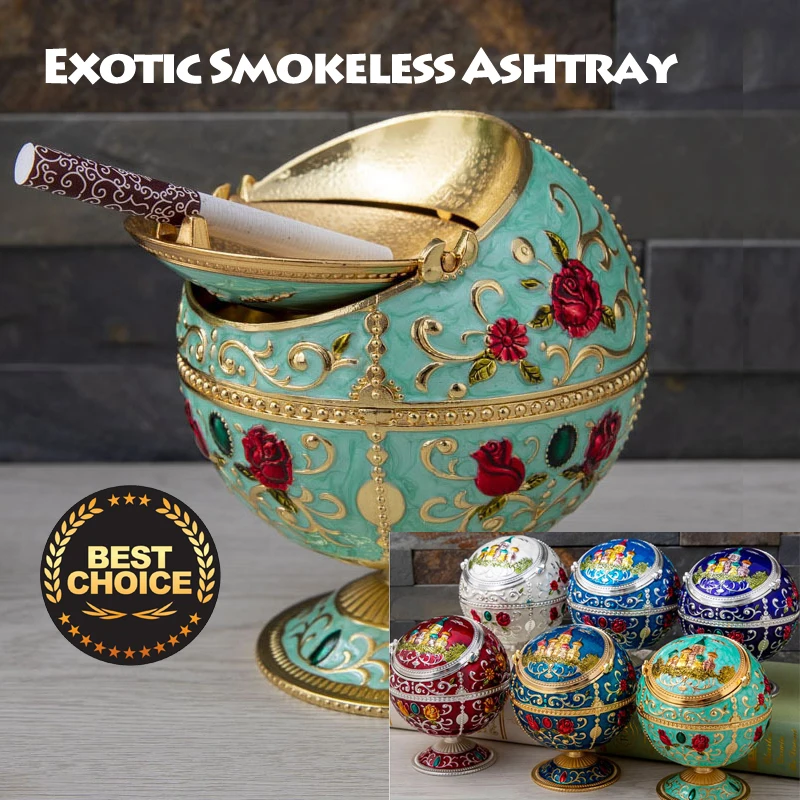 Exotic-Antique-Sphere-Ash-Tray-Instant-Smokeless-Ashtray-with-Lid-Cap ...