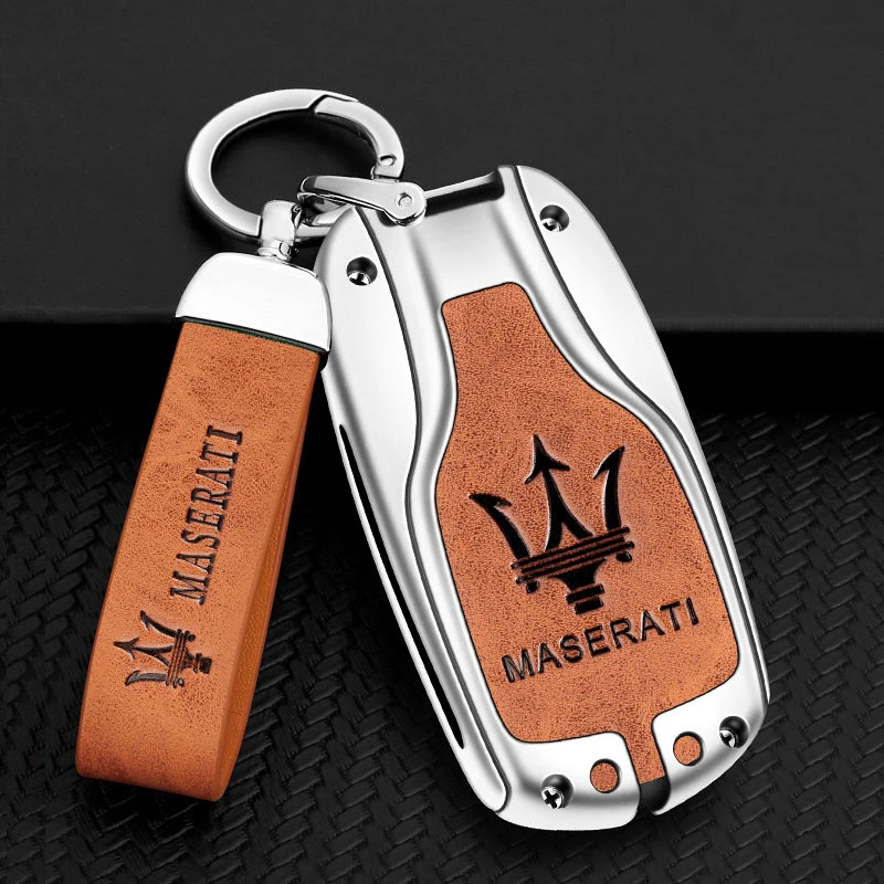 Car Key Case Cover Emblem Leather Keychain For Maserati Ghibli ...
