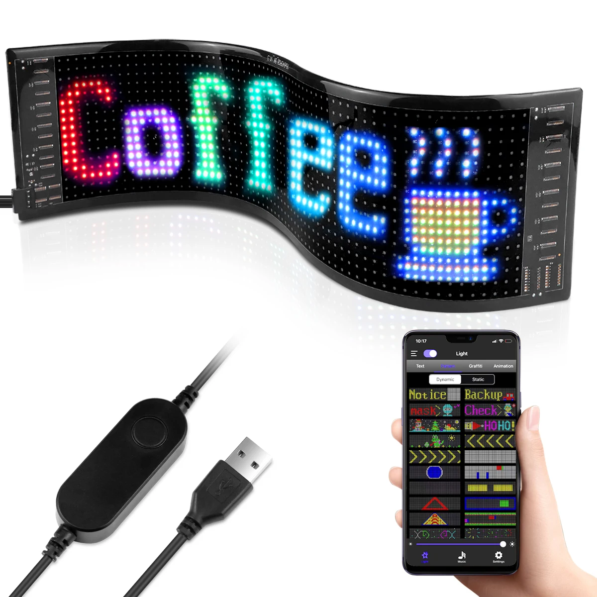 5V-USB-LED-Matrix-Pixel-Panel-Light-Bluetooth-App-Control-Scrolling ...