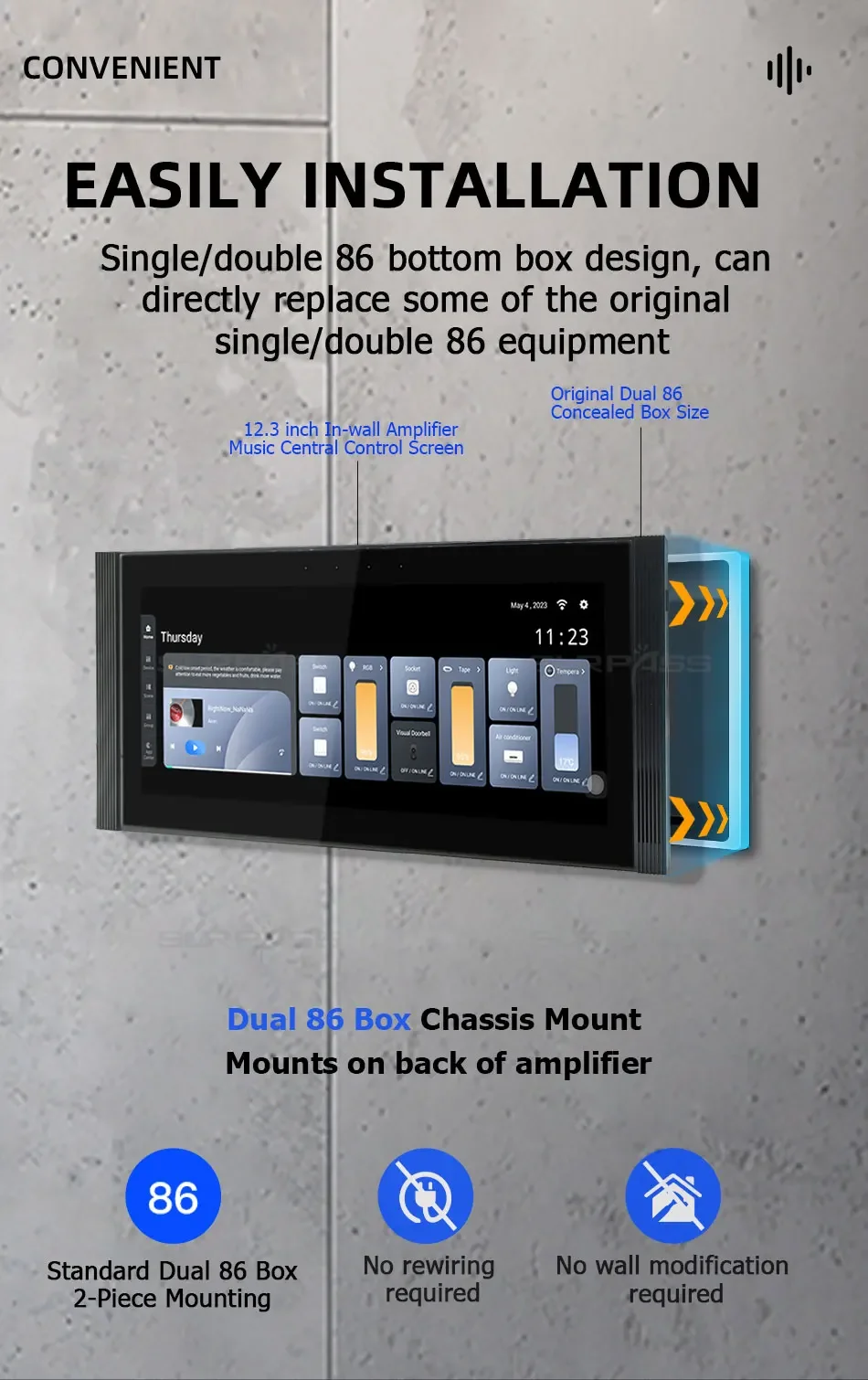 Smart Home Tuya Wifi Zigbee 12.3 Inch in-Wall Amplifier Android 11 ...