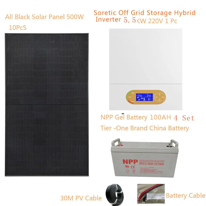 Solar-Panel-Kit-Complete-With-Battery-5000W-10000W-220v-Growatt-Hybrid ...