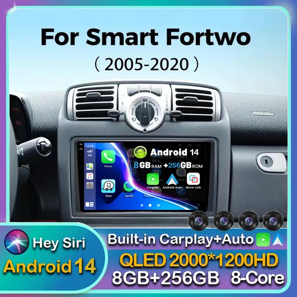 Android-14-Carplay-Auto-For-Smart-Fortwo-W451-2006-2007-2008-2009-2016 ...