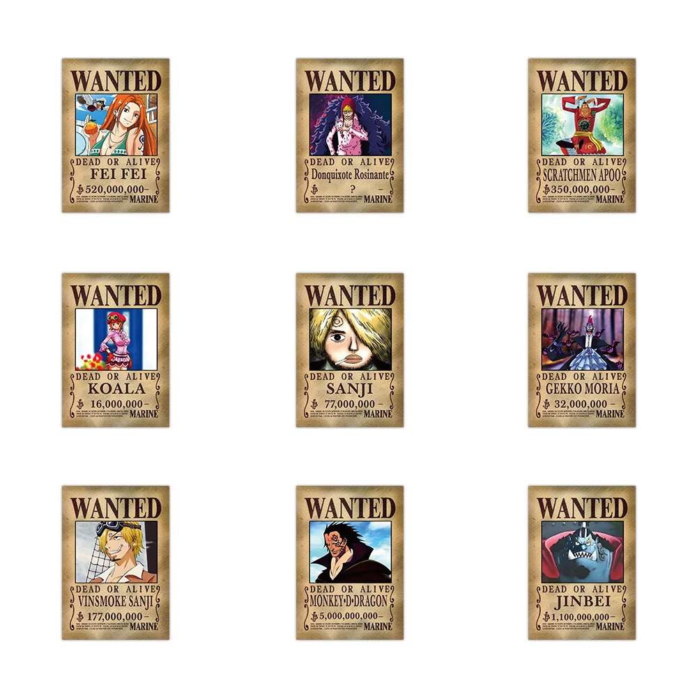 Shop Generic 10/30/50pcs One Piece Wanted Posters Stickers Anime ...