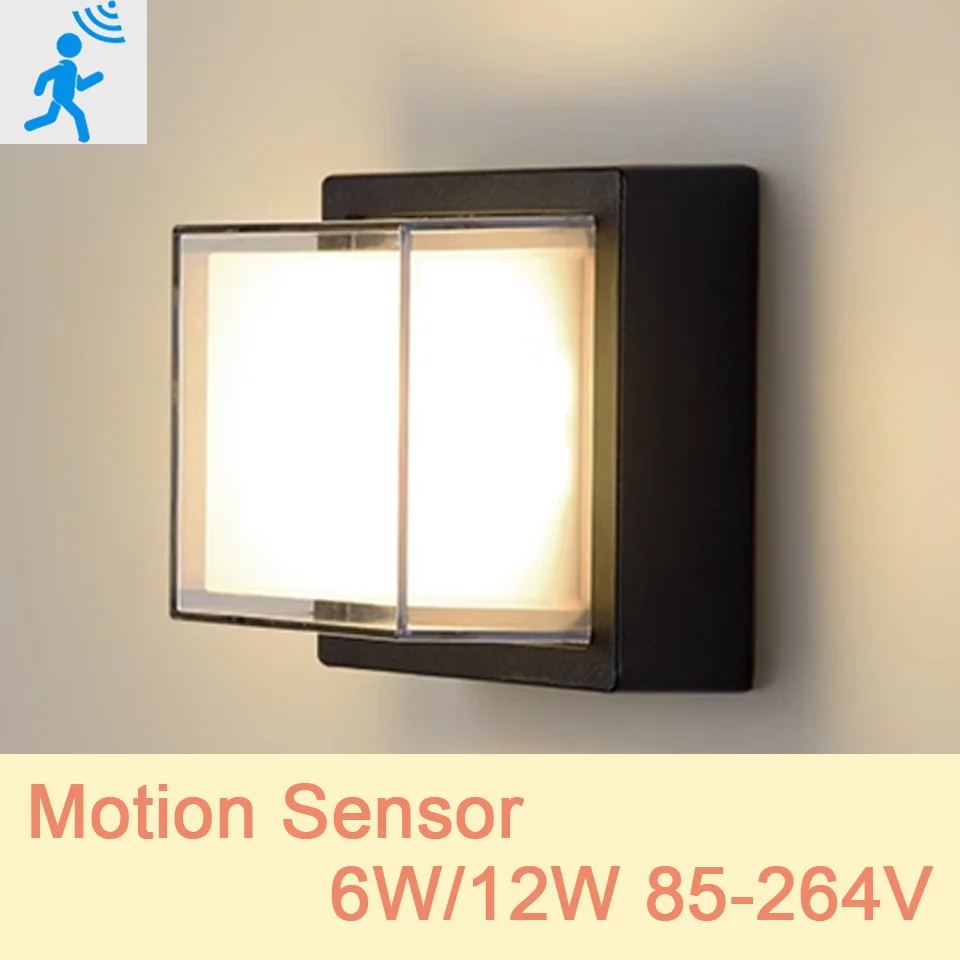 Wall-Lamp-Motion-Sensor-LED-Wall-Mounted-Lamp-AC85-265V-6W12W-Porch ...