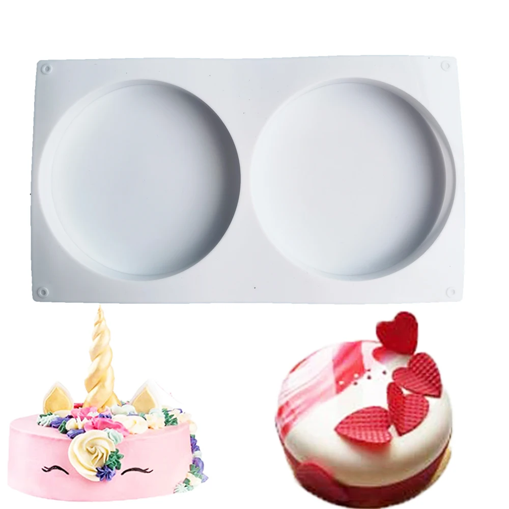 2-Holes-Round-Silicone-Cake-Decorating-Mold-For-Baking-Flat-Cylinder ...