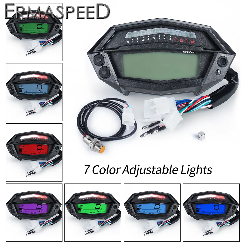 For Z1000 Motorcycle Speedometer Tachometer Led Lcd Digital Odometer Dc ...