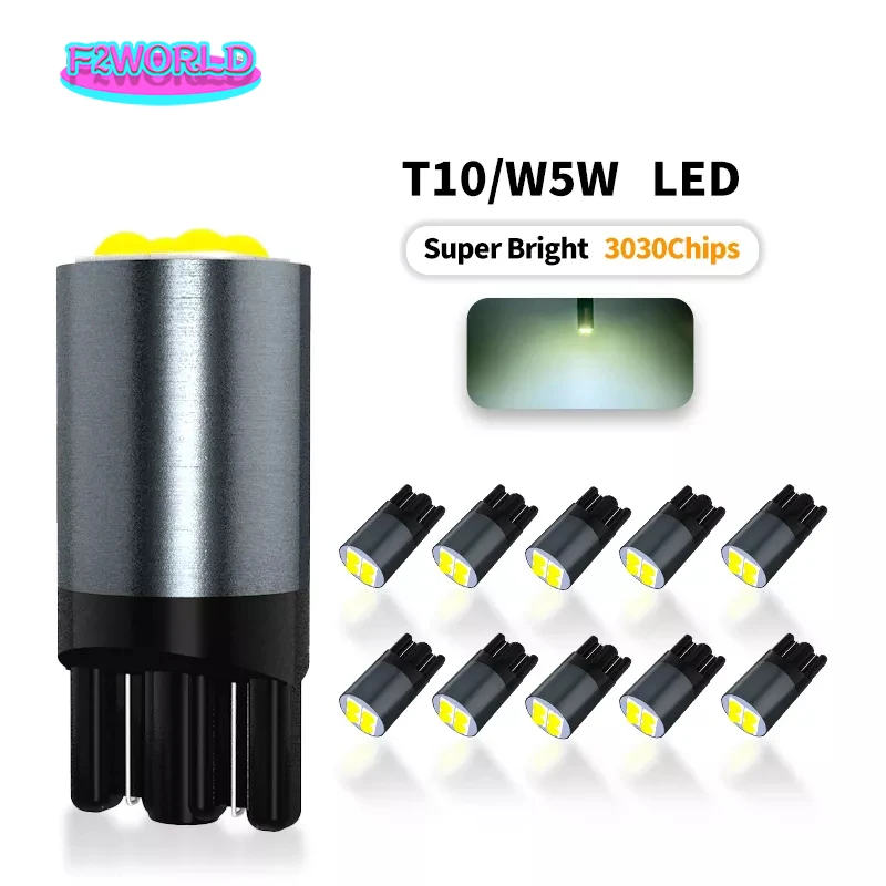 50PCS-W5W-LED-T10-LED-Bulbs-Canbus-3030-4SMD-For-Interior-Map-Dome ...