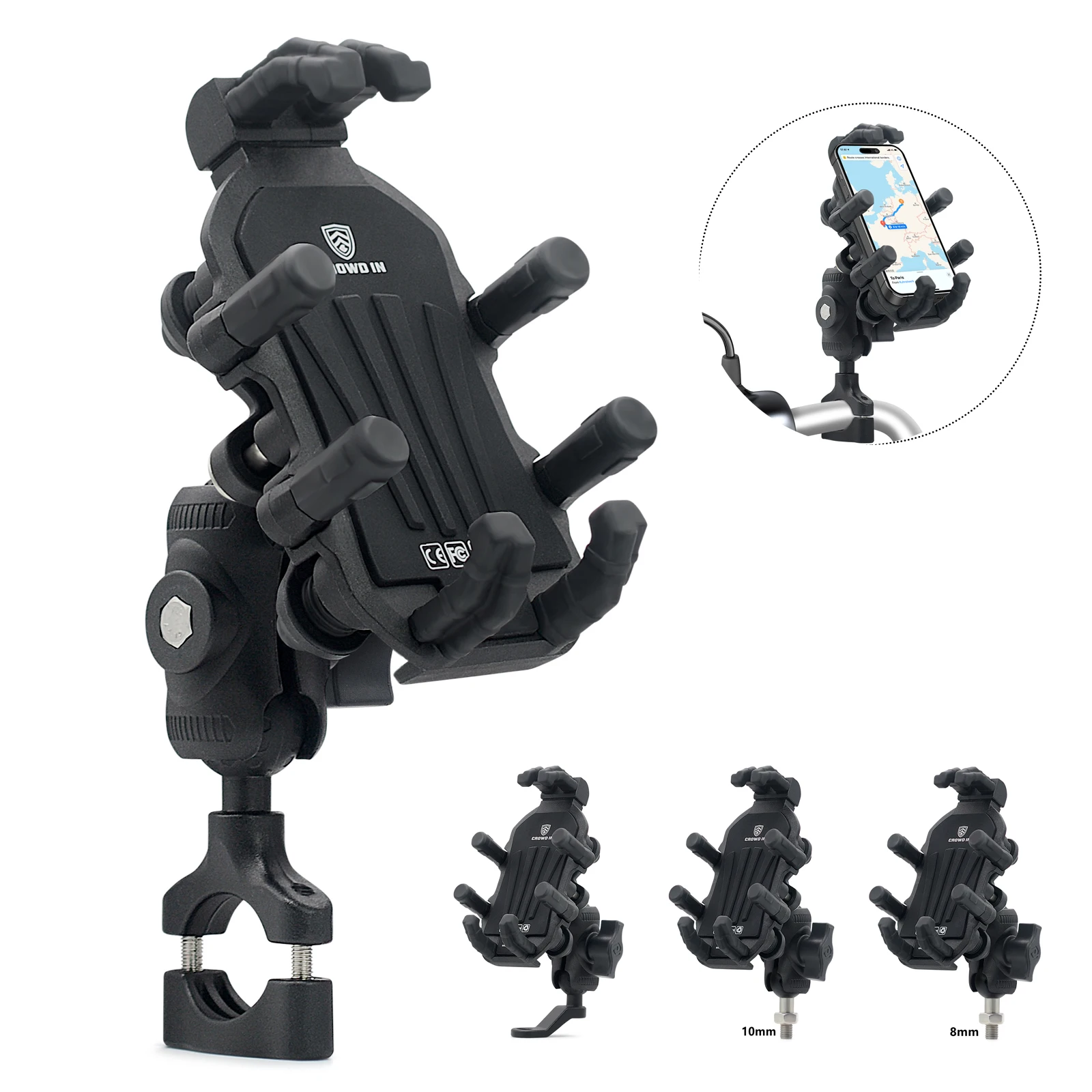 Motorcycle-Cell-Phone-Support-Handlebar-Bracket-Mobile-Mirror-Mount ...