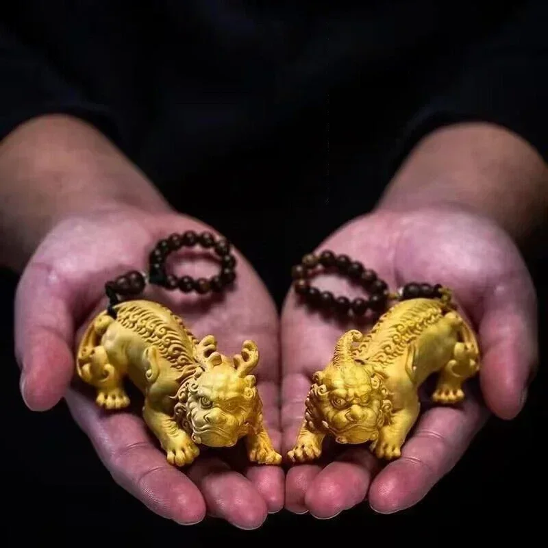 Wooden-Pixiu-Mascot-Statue-Pendant-Chinese-fortune-seeking-evil-proof ...