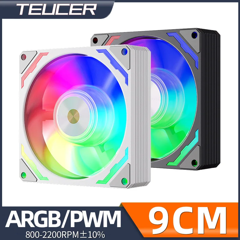 Teucer-90mm-PC-Case-Fan-PWM-800-2200rpm-ARGB-Low-noise-Slim-ITX-Desktop ...