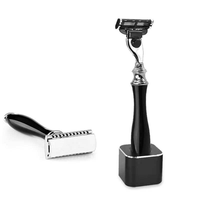 3-Edge-Shaving-Razor-With-Black-Coated-Handle-Beard-and-Mustache-Safety ...