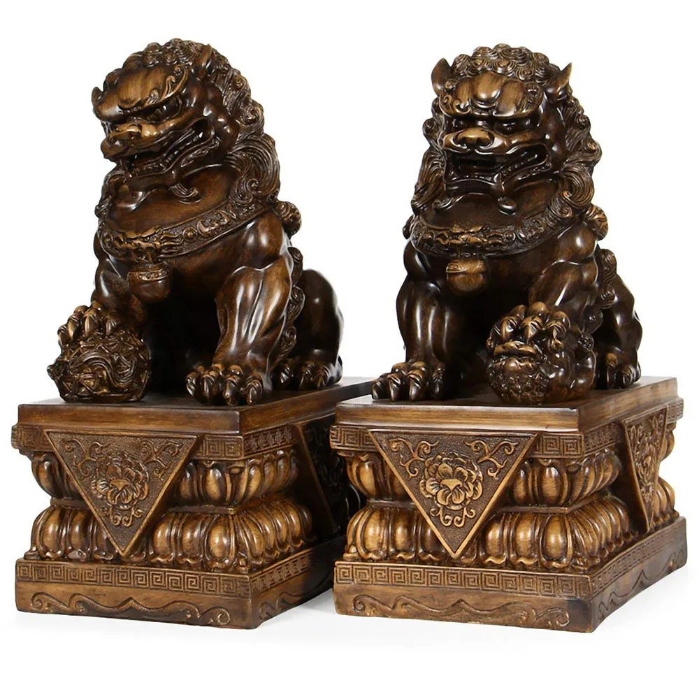 Large-Size-Wealth-Porsperity-Pair-of-Fu-Foo-Dogs-Guardian-Lion-Statues ...