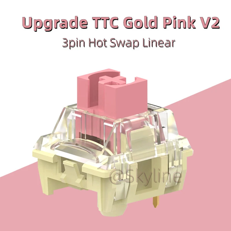 Upgrade TTC Gold Pink V2 Switch 3 Pin Silver Smooth Tripod Shaft Body ...