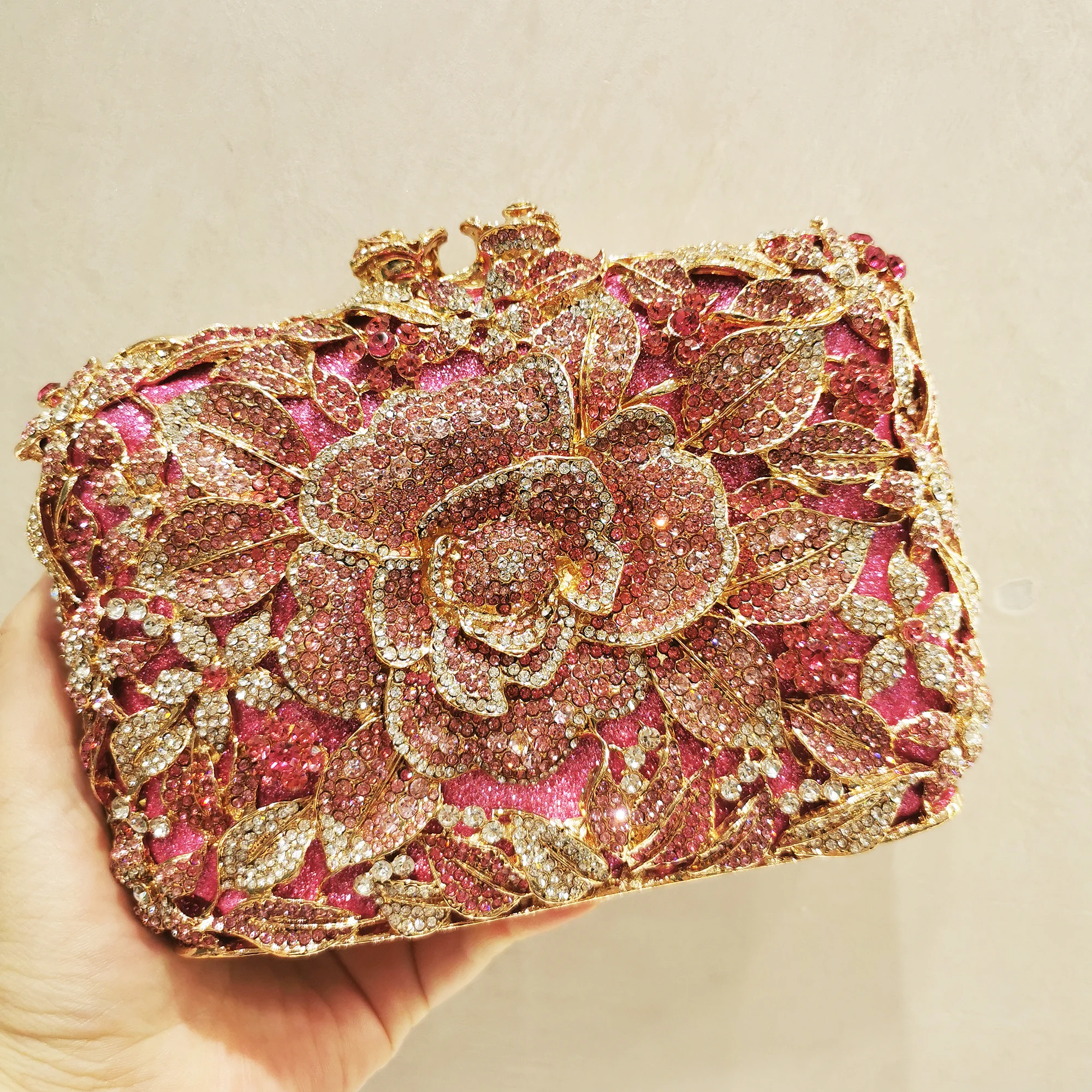 XIYUAN Women Pink Colorful Diamond Evening Clutch Bags Wedding Bridal ...