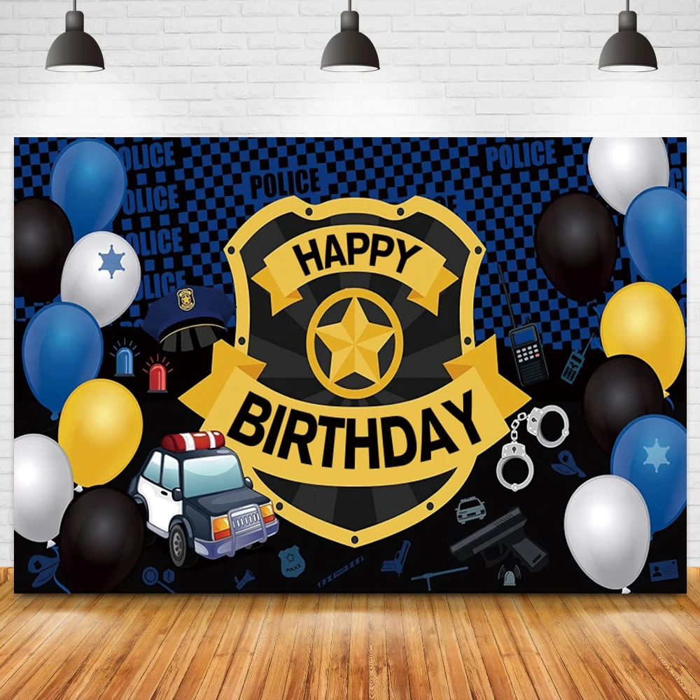 Cartoon-Patrol-Car-Boy-Birthday-Shield-Defend-Party-Celebration ...