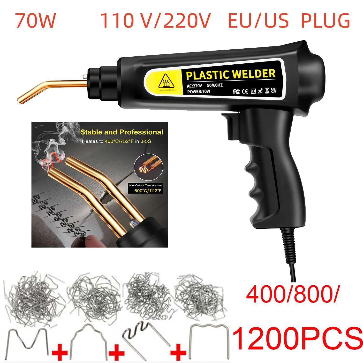 Heat-Gun-Plastic-Welding-Machine-Yellow-Bumper-Soldering-Iron-Staples ...