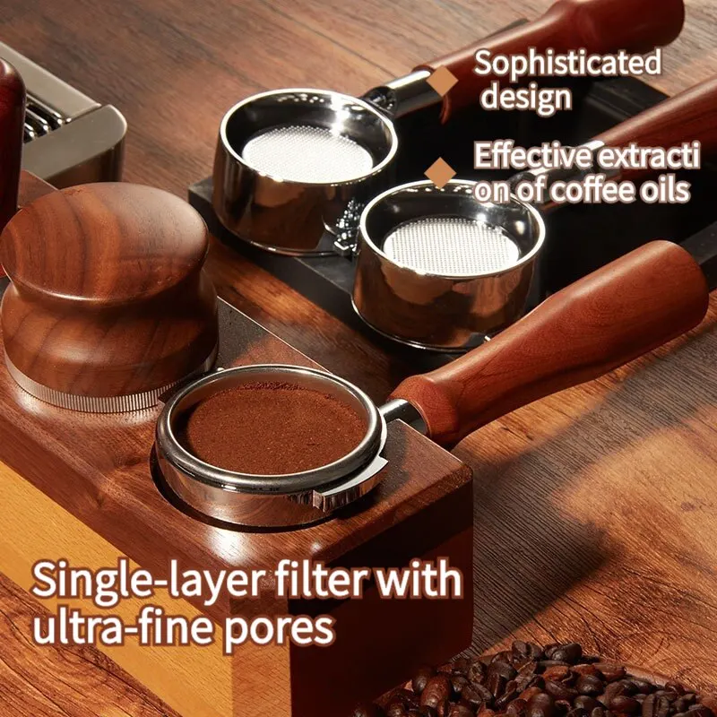 58MM Stainless Steel Double Ear Coffee Machine Handle Bottomless Filter ...