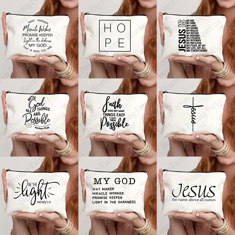 Faith-Over-Fear-Pattern-Christian-Printed-Makeup-Pouch-Cosmetic-Make-Up ...