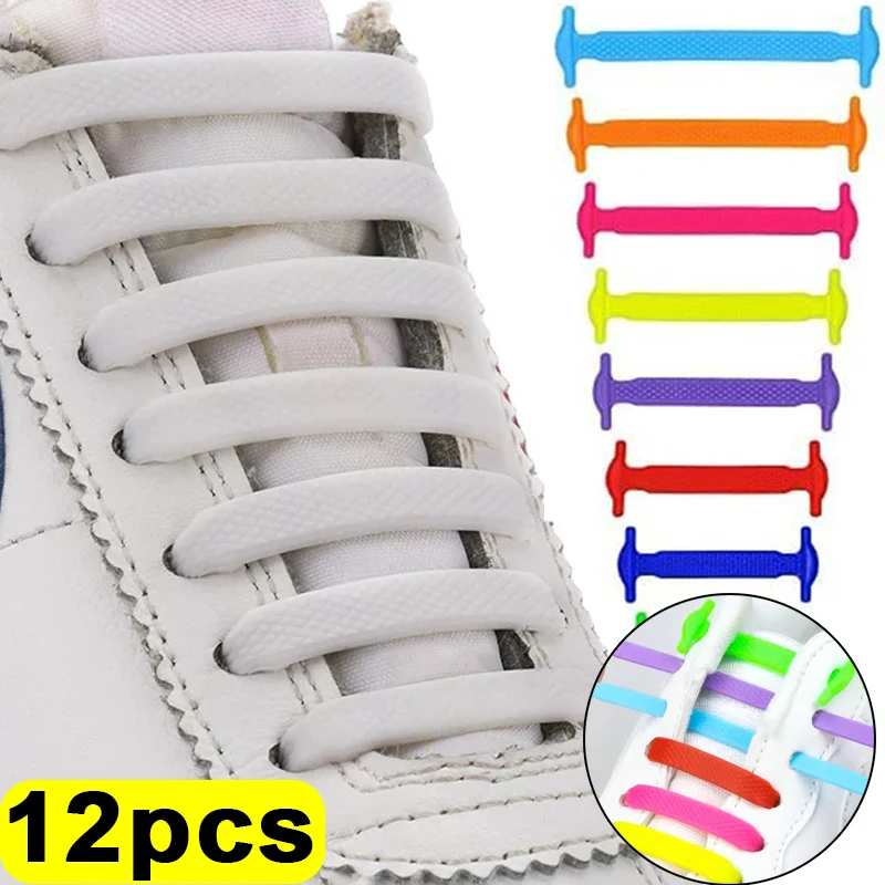 12pcs-Silicone-Elastic-Shoelaces-Special-No-Tie-Shoelace-Lacing-Kids ...