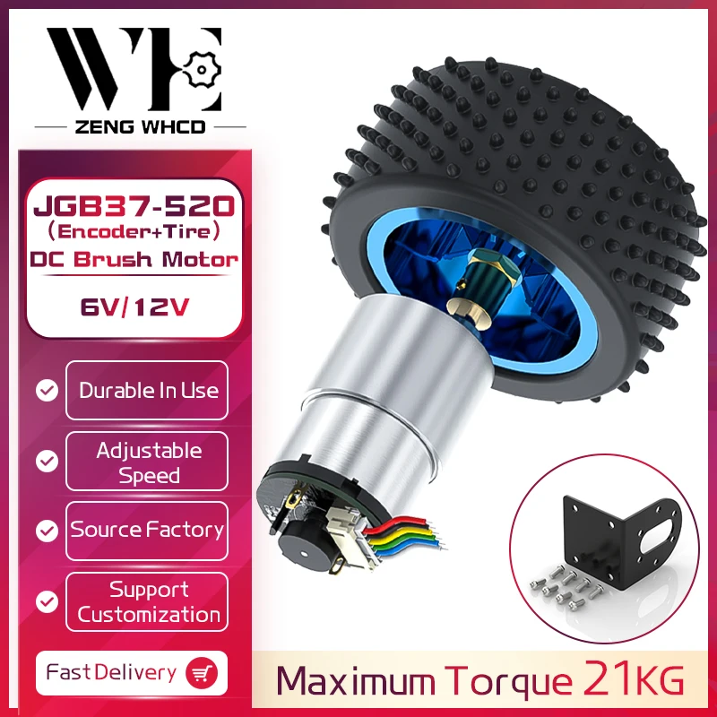 JGB37-520-Hall-Encoder-Smart-Car-Motor-6V12V-Forward-And-Reverse ...