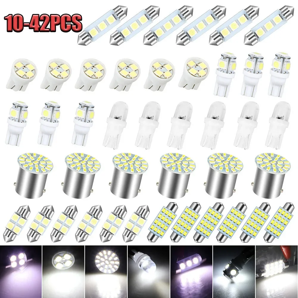 10-42pcs LED Car Interior Lights Bulb T10 6000K SMD LED Replacement ...
