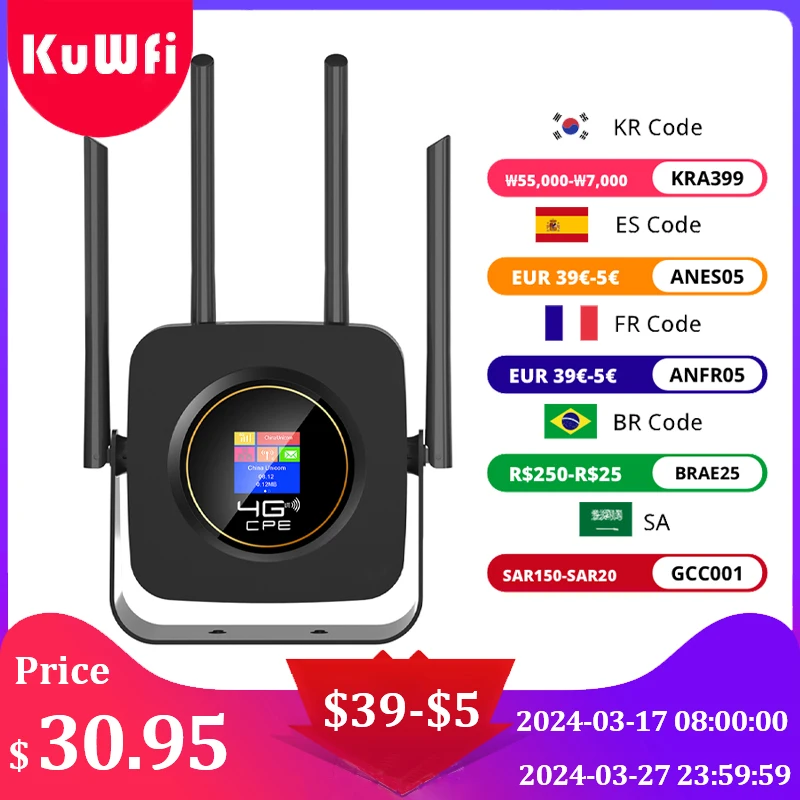 KuWfi-4G-Wifi-Router-with-Sim-Card-300Mbps-4-Antennas-LCD-Display ...