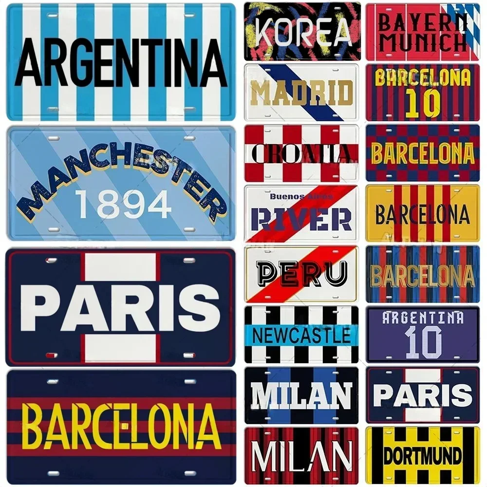 FJ-Decor-Car-Metal-Sign-Ctiy-License-Plate-MILAN-Barcelona-Madrid ...