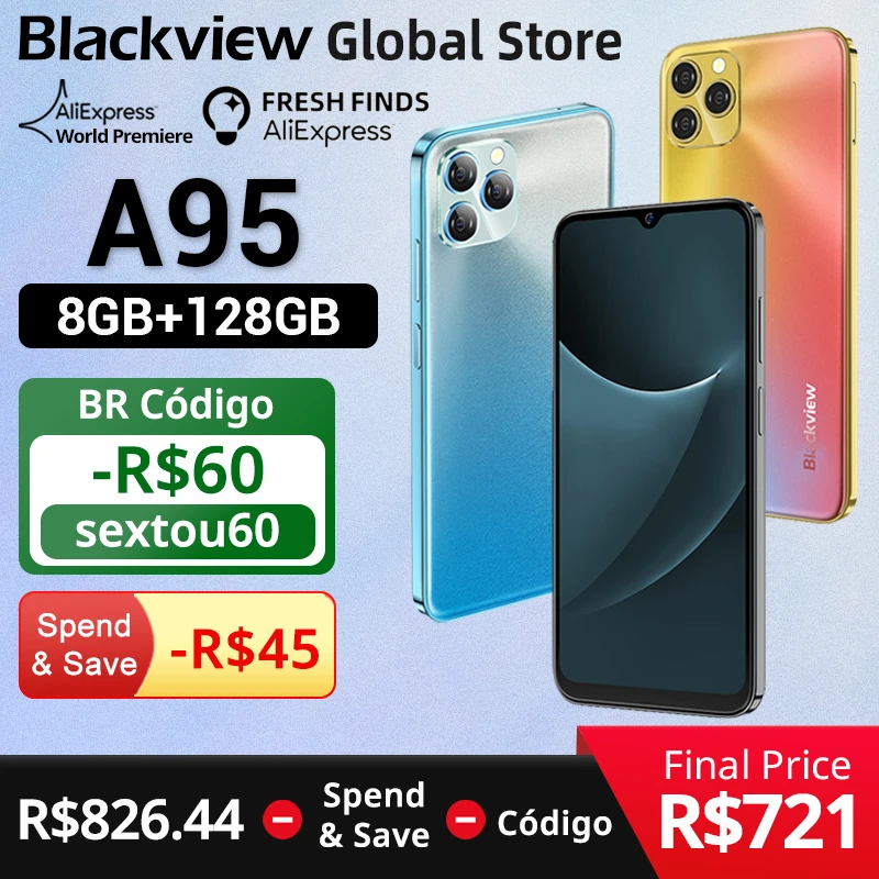 【Estréia mundial】 versão global blackview a95 8gb + 128gb smartphone mtk helio p70 octa core 6.5 ...