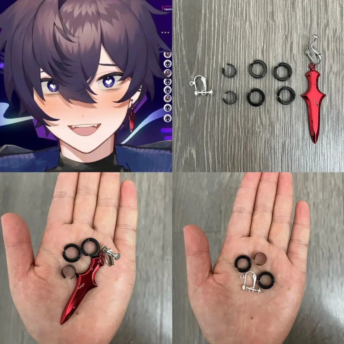 Japanese Anime Vtuber Shoto Cosplay Earrings Ear Clip Halloween ...