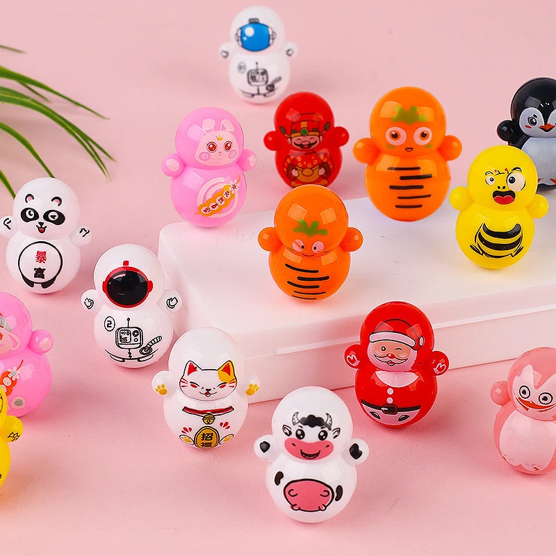 5Pcs Mini Roly poly Toys Cartoon Animals Tiger Bear Multitype Tumbler ...