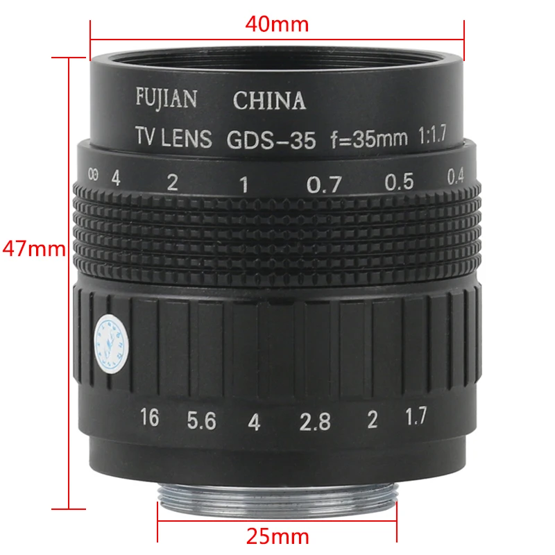 Big View Cctv Cs C Mount Zoom Industrial Lens 35mm Fixed Focus Manual ...