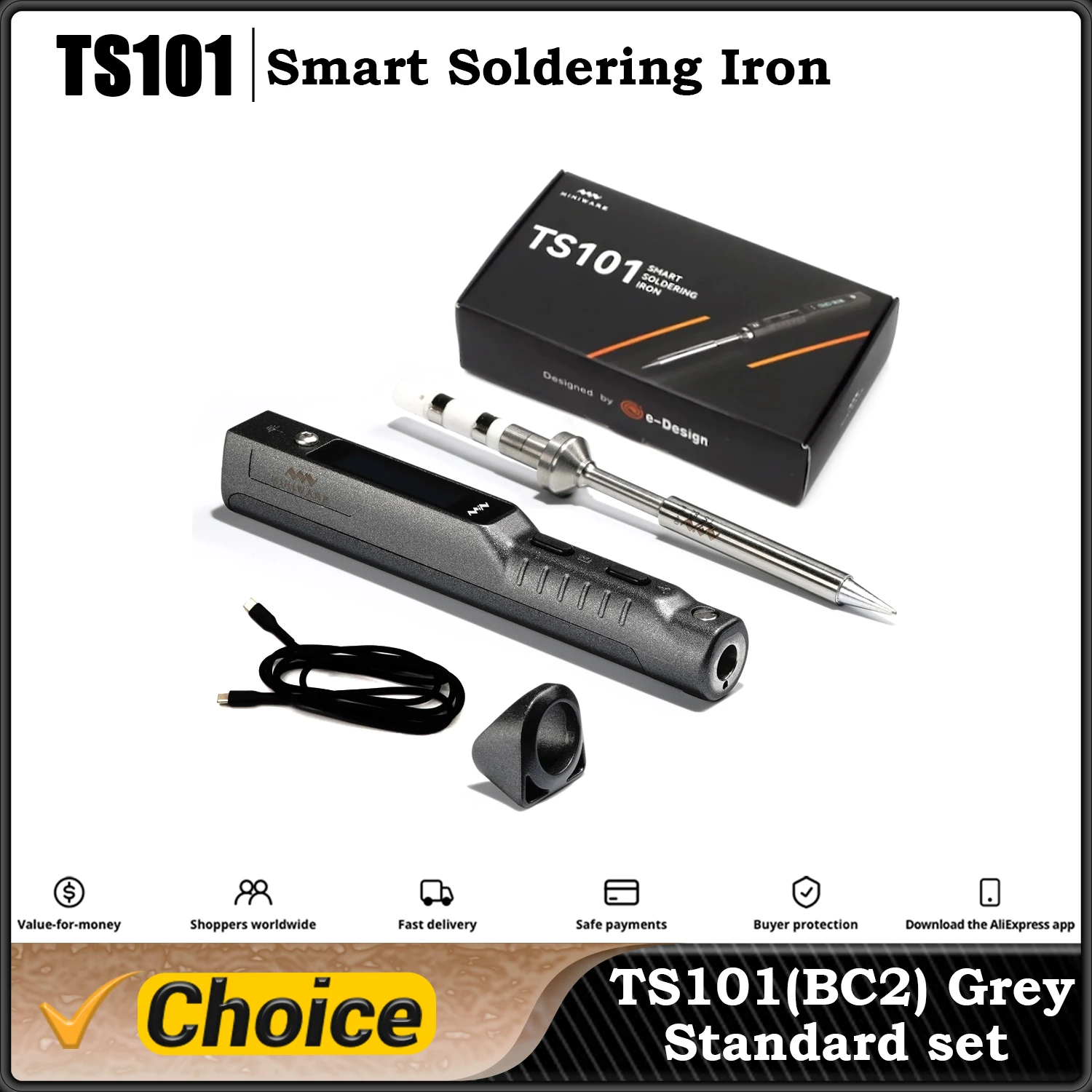 Original-TS101-Soldering-Iron-Gray-Portable-Adjustable-Temperature ...