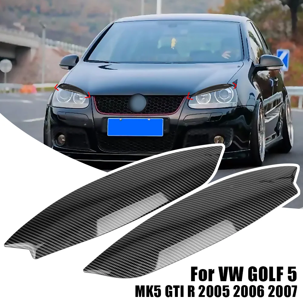 Car-Headlights-Eyebrow-Eyelids-Cover-Carbon-Fiber-Sticker-Decorative ...