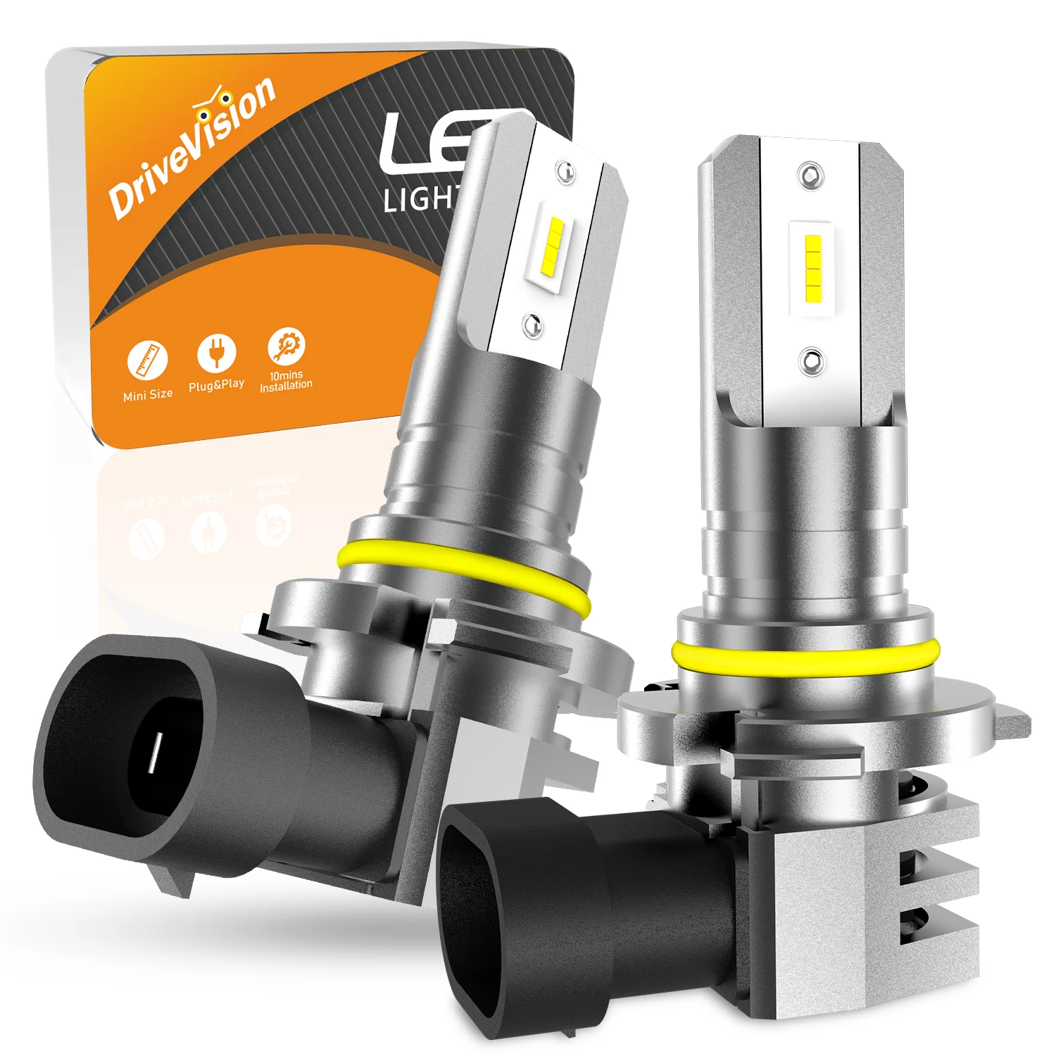 DriveVision 2 PCS Mini LED Car Lamps H11 9005 HB3 9006 HB4 6500K White ...